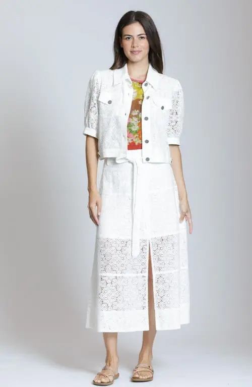 APNY Lace Midi Skirt With Tie Belt