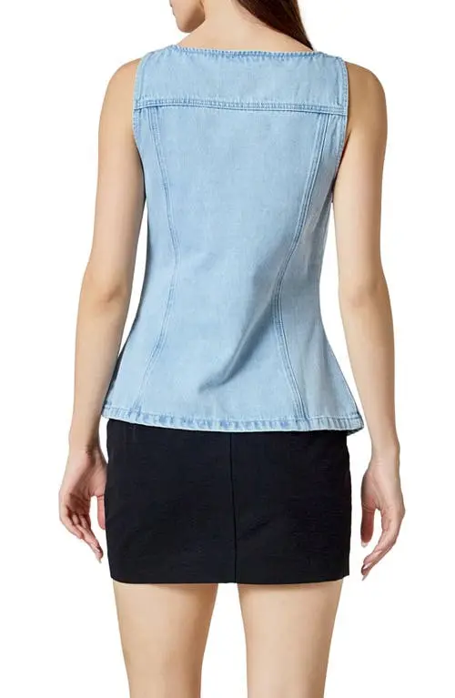 Endless Rose Fitted Denim Cutaway Vest - Light Denim