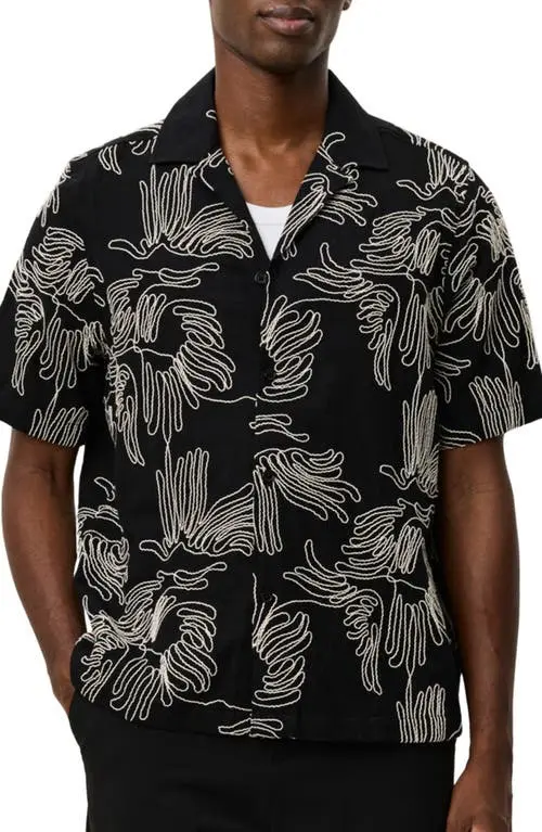 LES DEUX Liam Floral Embroidered Camp Shirt