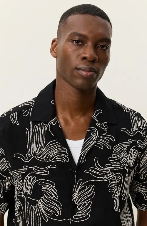 LES DEUX Liam Floral Embroidered Camp Shirt