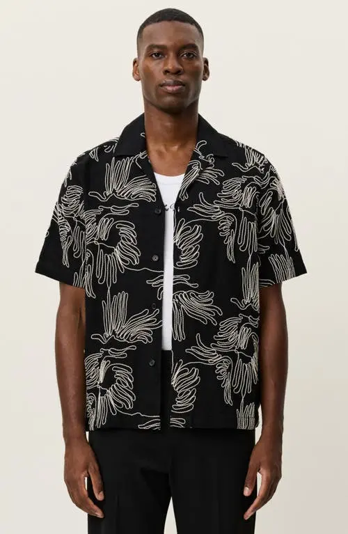 LES DEUX Liam Floral Embroidered Camp Shirt