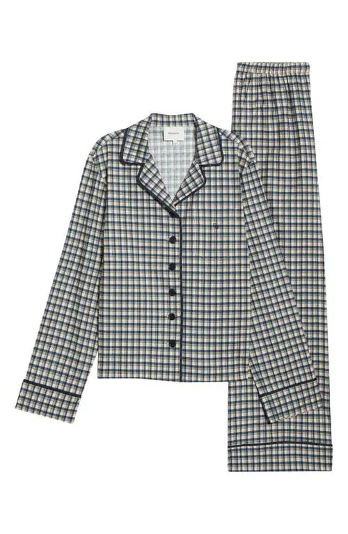 REFORMATION Coco Piped Check Stretch Organic Cotton Pajamas - Beacon Check