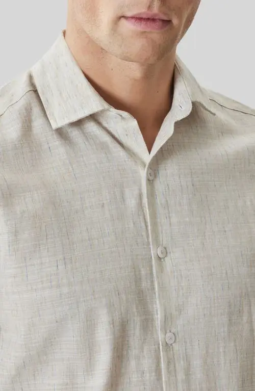 Robert Barakett Junpeli Cotton & Linen Blend Button-up Shirt