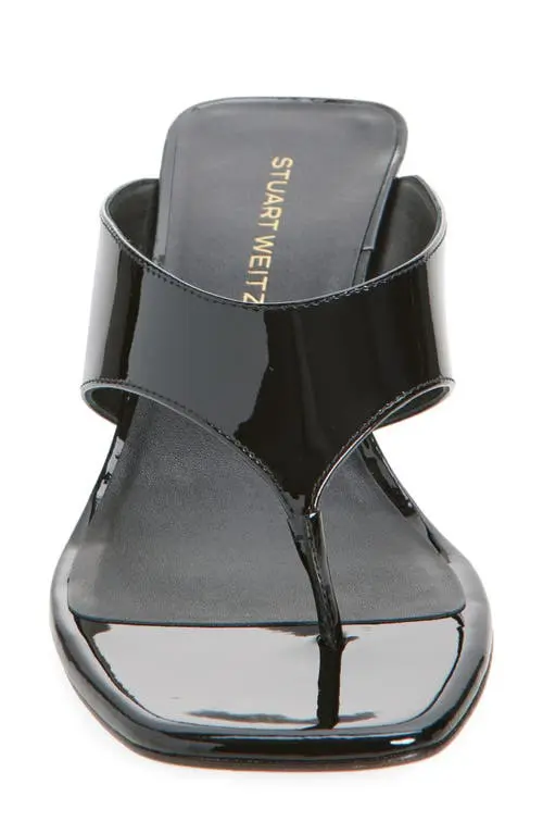 STUART WEITZMAN Vinnie 50 Wedge Thong Sandal - Black