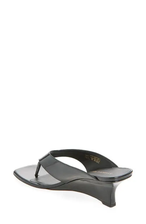 STUART WEITZMAN Vinnie 50 Wedge Thong Sandal - Black