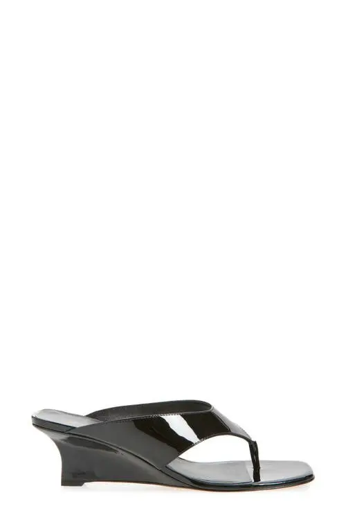 STUART WEITZMAN Vinnie 50 Wedge Thong Sandal - Black