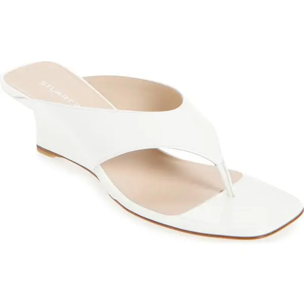 STUART WEITZMAN Vinnie 50 Wedge Thong Sandal - Blanco White