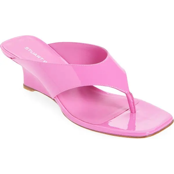 STUART WEITZMAN Vinnie 50 Wedge Thong Sandal - Sunset Pink