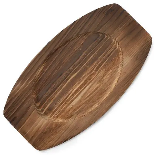 MEGACHEF Mini Cast Iron Oval Pan With Wood Tray