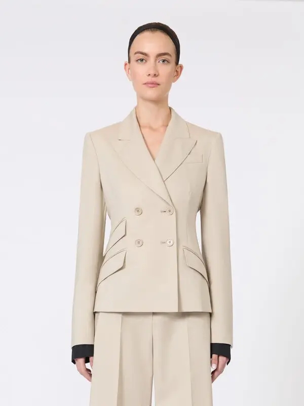 Max Mara Wool, Mohair, And Silk Double-breasted Blazer - Sand