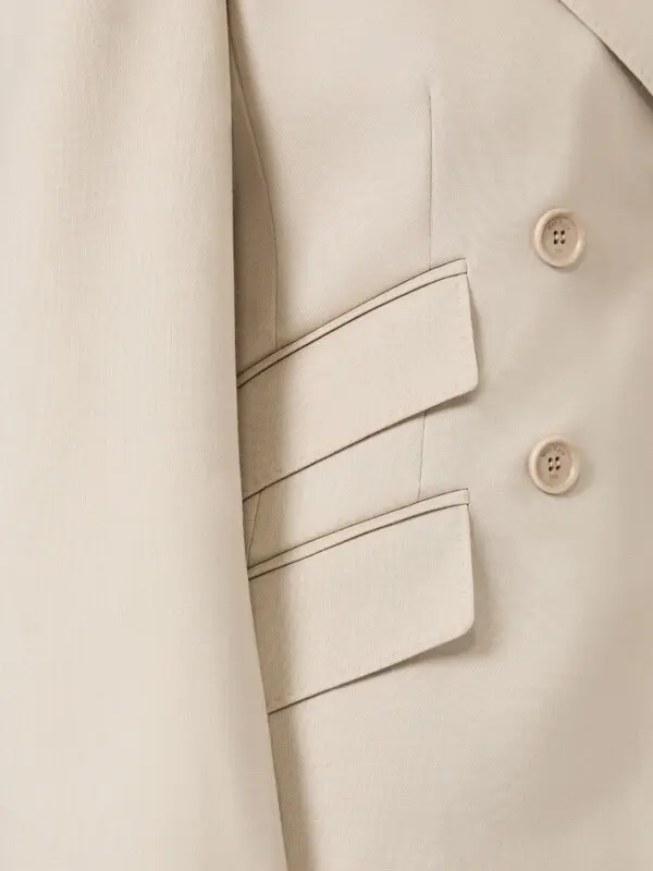 Max Mara Wool, Mohair, And Silk Double-breasted Blazer - Sand