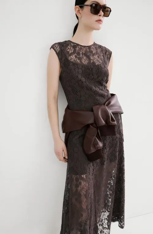 Mango Avenue Lace Midi Dress - Brown