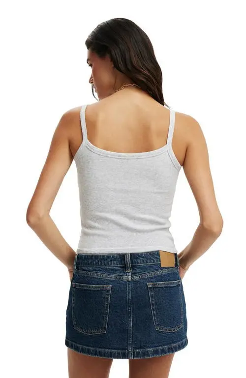 COTTON ON Goldie Rib Scoop Cami - Grey Marle