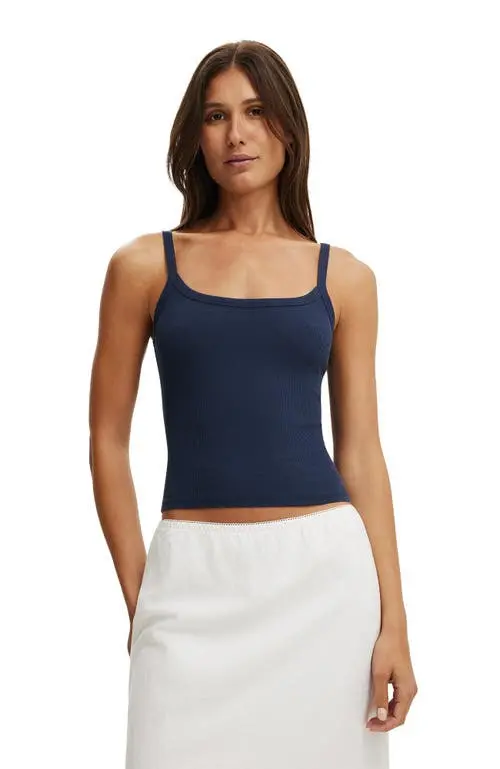COTTON ON Goldie Rib Scoop Cami - Shadow Navy