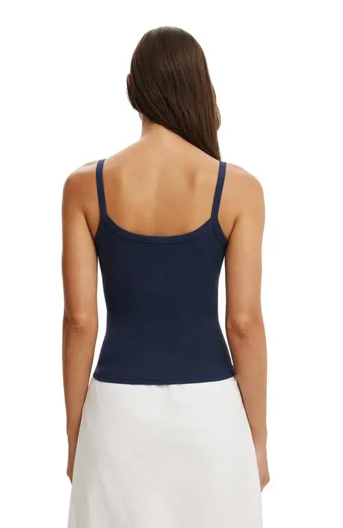 COTTON ON Goldie Rib Scoop Cami - Shadow Navy
