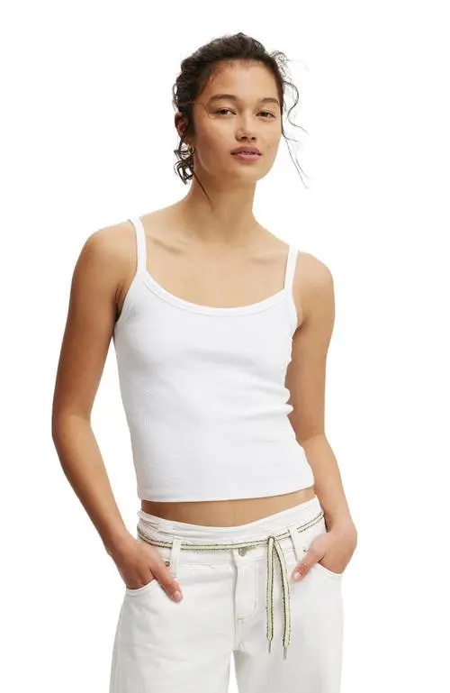 COTTON ON Goldie Rib Scoop Cami - White