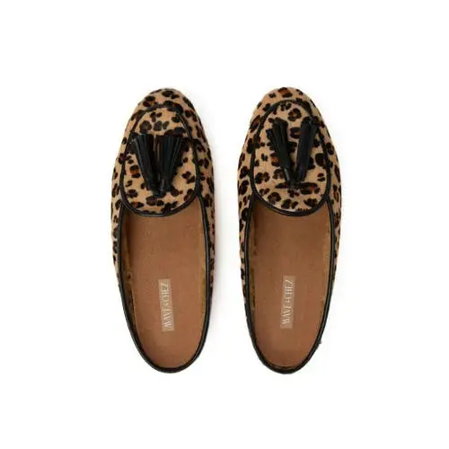 MAVE & CHEZ Frida Leopard Print Tassel Mule Slipper