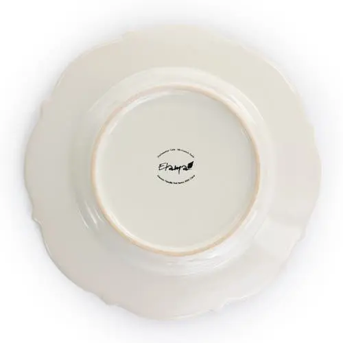 ELAMA Luna 16 Piece Embossed Scalloped Stoneware Dinnerware Set