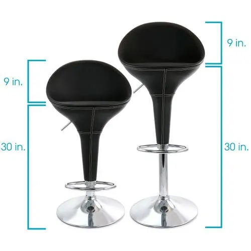 ELAMA 2 Piece Adjustable Plastic Bar Stool