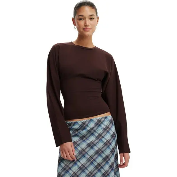 COTTON ON Blair Batwing Long Sleeve - Dark Oak