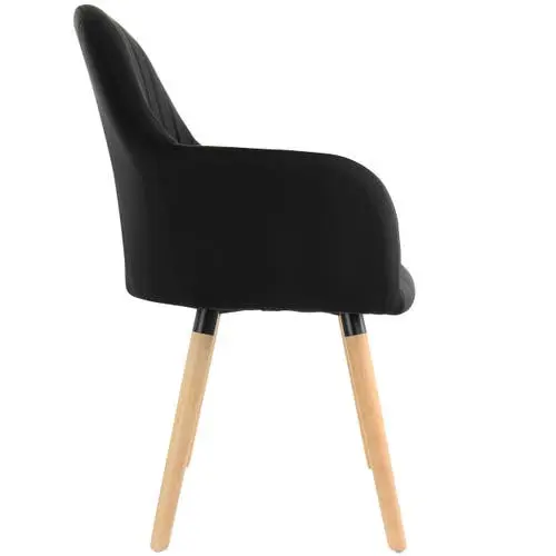 ELAMA 2 Piece Fabric Tufted Chair With Wooden Legs