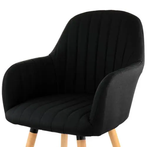 ELAMA 2 Piece Fabric Tufted Chair With Wooden Legs