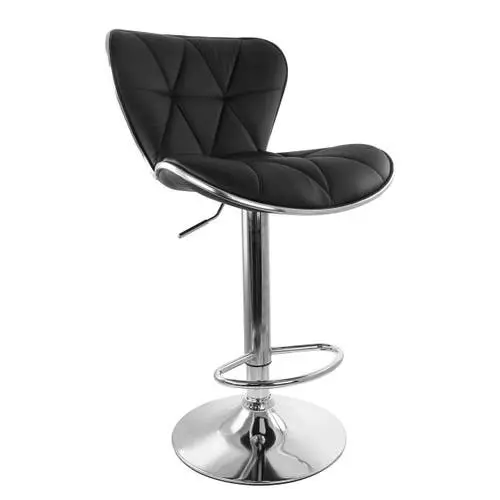 ELAMA 2 Piece Diamond Tufted Faux Leather Adjustable Bar Stool - Black