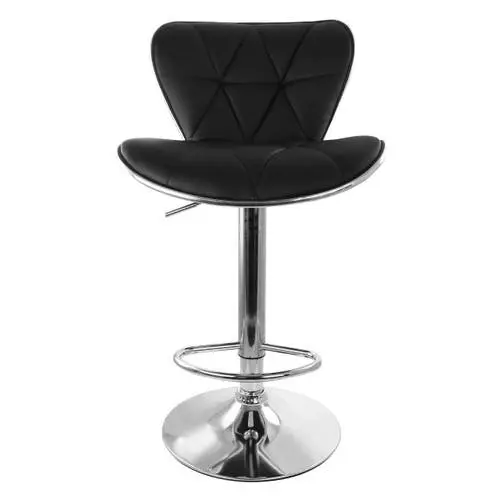 ELAMA 2 Piece Diamond Tufted Faux Leather Adjustable Bar Stool - Black