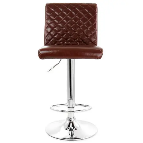 ELAMA 2 Piece Adjustable Tufted Faux Leather Bar Stool