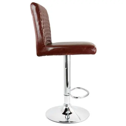 ELAMA 2 Piece Adjustable Tufted Faux Leather Bar Stool