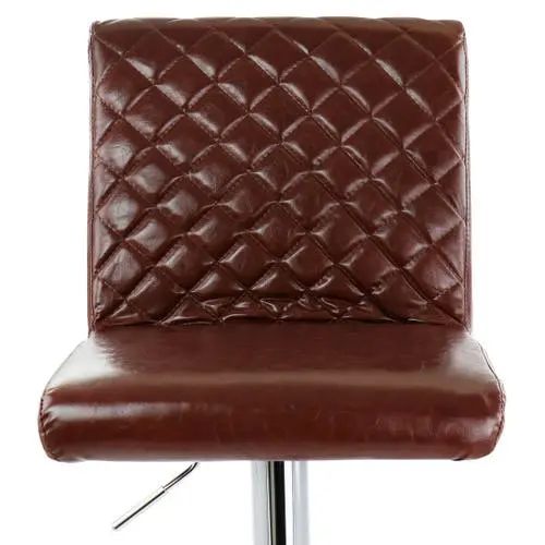 ELAMA 2 Piece Adjustable Tufted Faux Leather Bar Stool