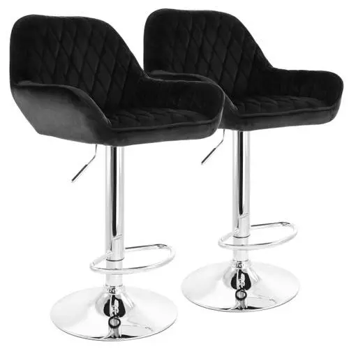 ELAMA 2 Piece Adjustable Velvet Bar Stools