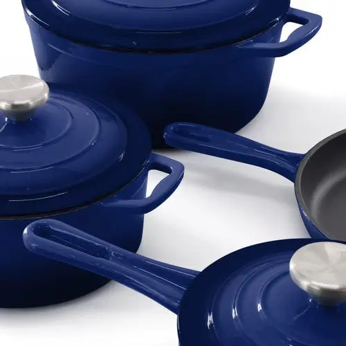 MEGACHEF 7 Piece Enameled Cast Iron Cookware Set