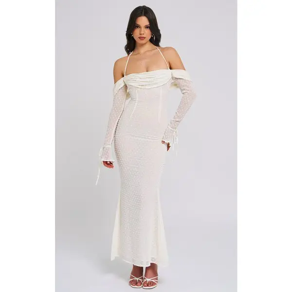MISS CIRCLE NEW YORK Off-shoulder Mermaid Maxi Dress - White