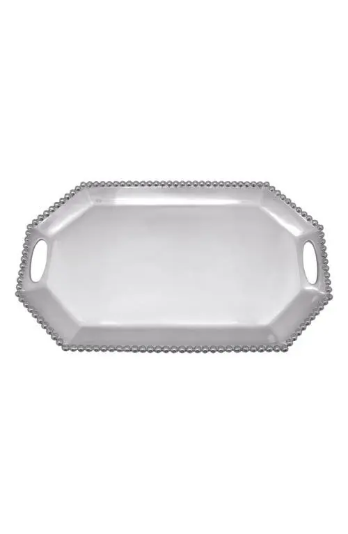 MARIPOSA Large Pearled Platter - Silver