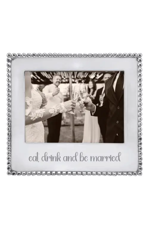 MARIPOSA Beaded Eat Drink & Be Married 5 X 7-inch Picture Frame - Silver