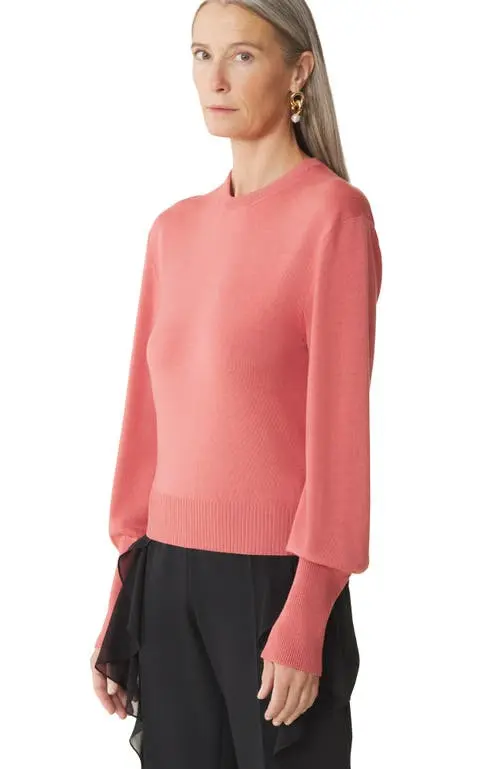 LANVIN Wool Sweater With Grosgrain Ribbon - Pink