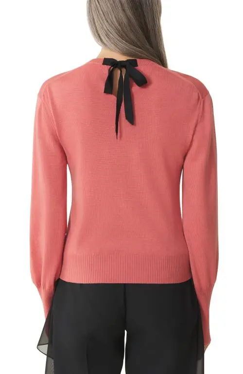 LANVIN Wool Sweater With Grosgrain Ribbon - Pink
