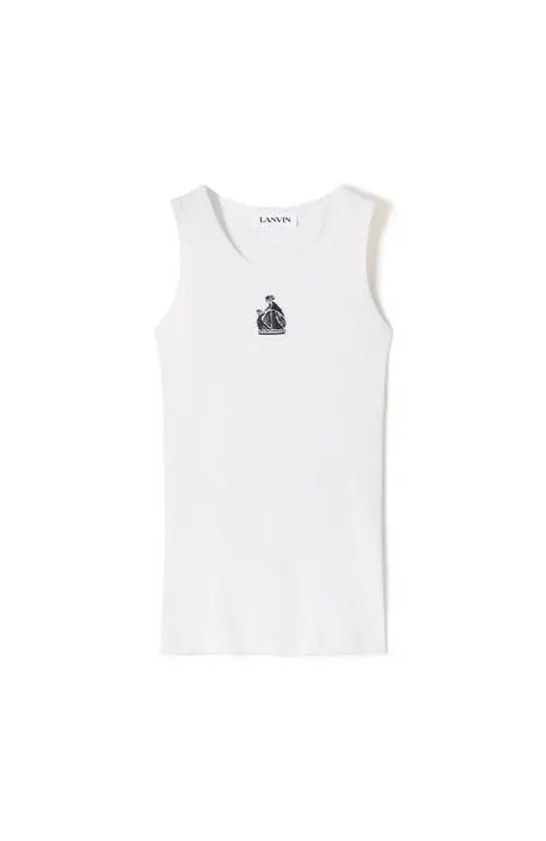 LANVIN Mother And Daughter Ribbed Jersey Tank Top - White