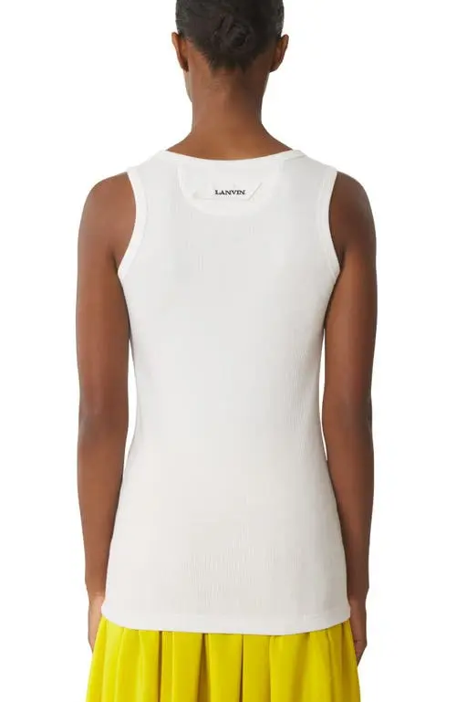 LANVIN Mother And Daughter Ribbed Jersey Tank Top - White