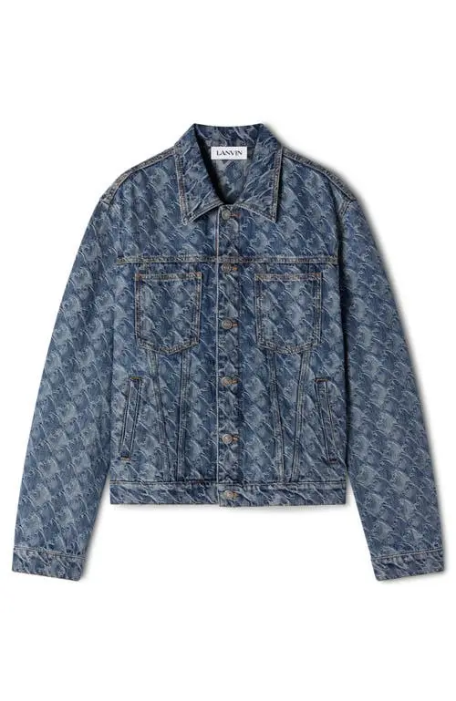 LANVIN Lunar Year Jacquard Denim Trucker Jacket - Blue
