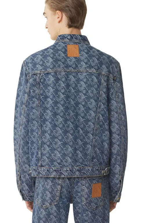 LANVIN Lunar Year Jacquard Denim Trucker Jacket - Blue