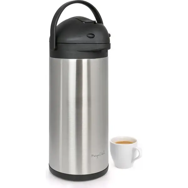 MEGACHEF 5.3 Quart Stainless Steel Vacuum Body Pump Cap Air Pot - Grey