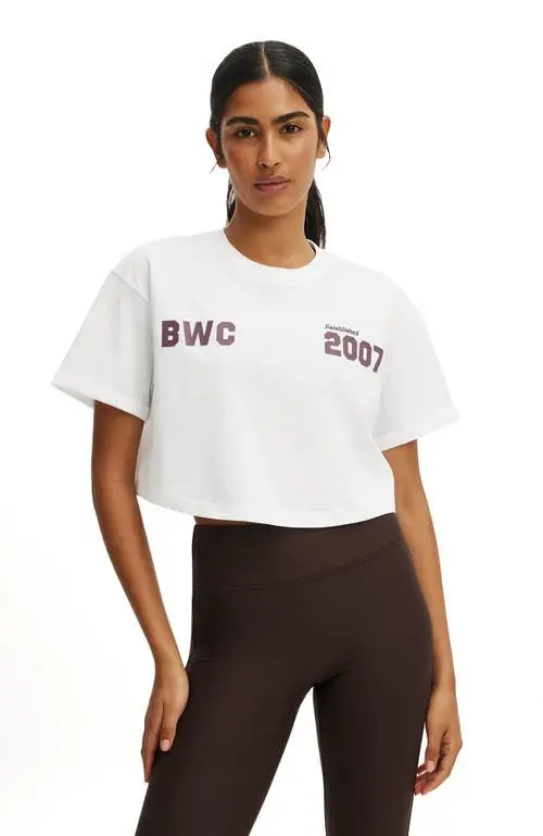 Cotton:on Active Cropped Graphic Active Tee - White