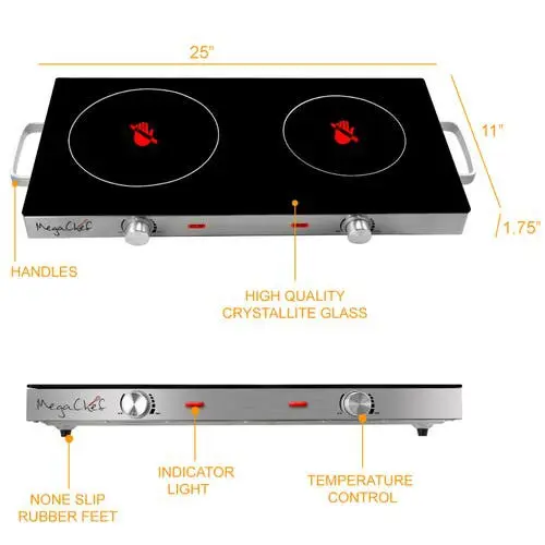 MEGACHEF Ceramic Infrared Double Electric Cooktop