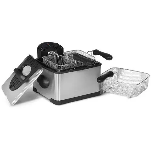 MEGACHEF 4.23 Quart Stainless Steel Electric Deep Fryer With Timer
