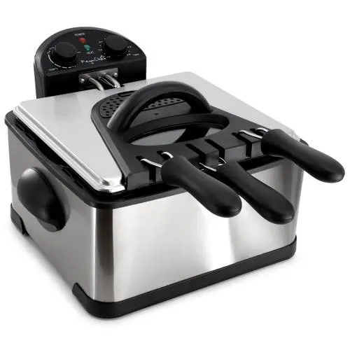 MEGACHEF 4.23 Quart Stainless Steel Electric Deep Fryer With Timer