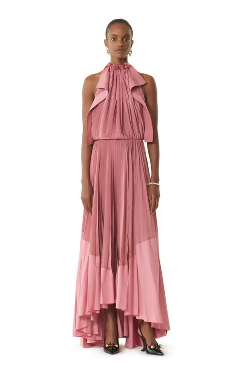 LANVIN Pleated Dress In Charmeuse And Cotton - Pink