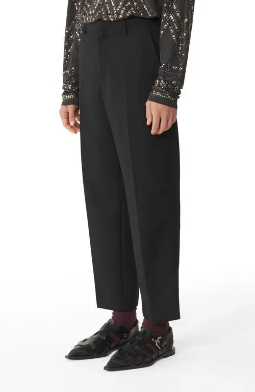 LANVIN Straight-leg Pleated Wool Trousers - Black