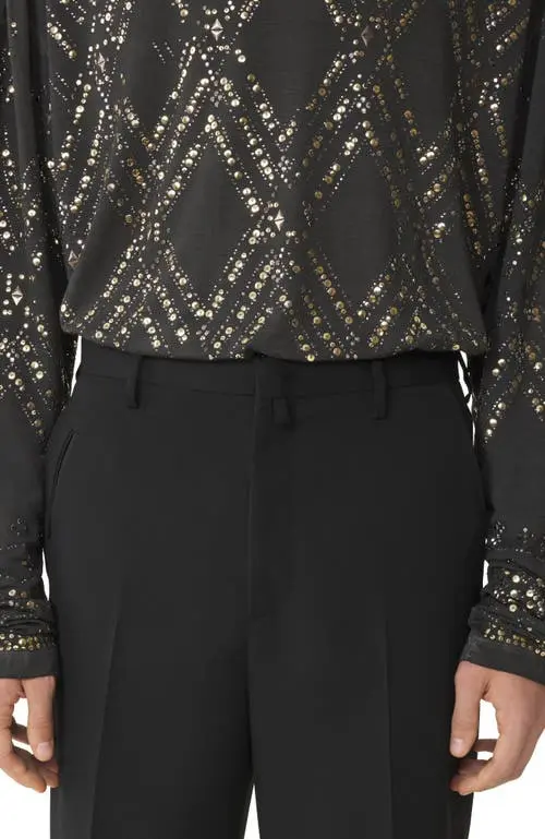 LANVIN Straight-leg Pleated Wool Trousers - Black